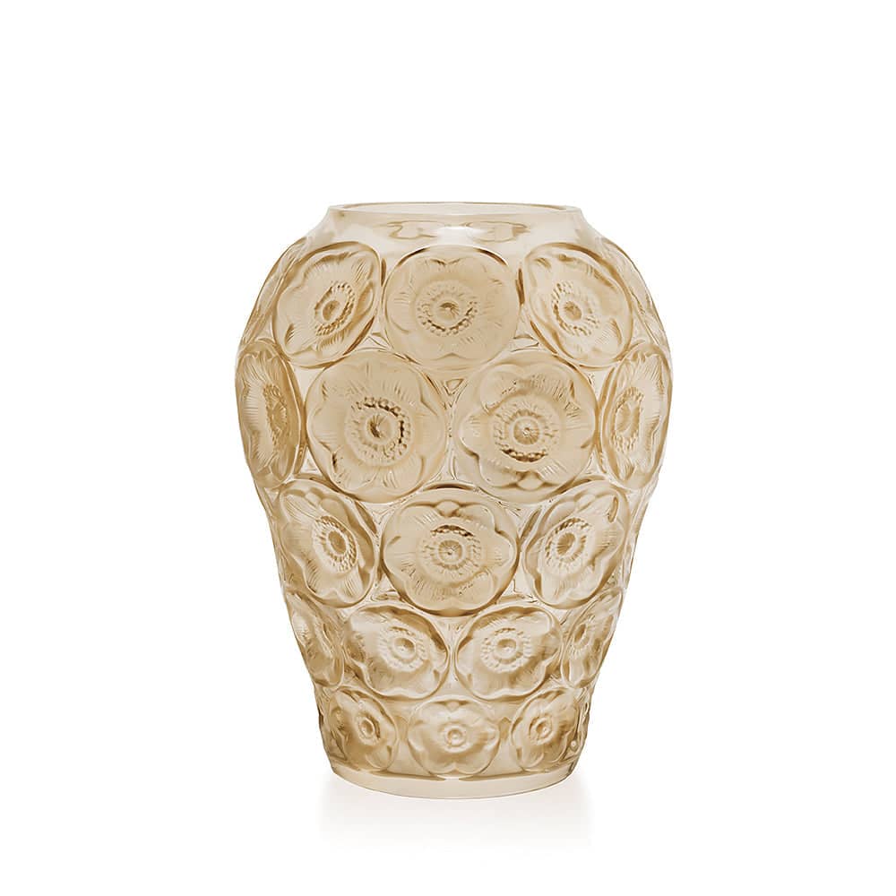 Lalique Anemones Vase Gold Luster Crystal | FormFluent